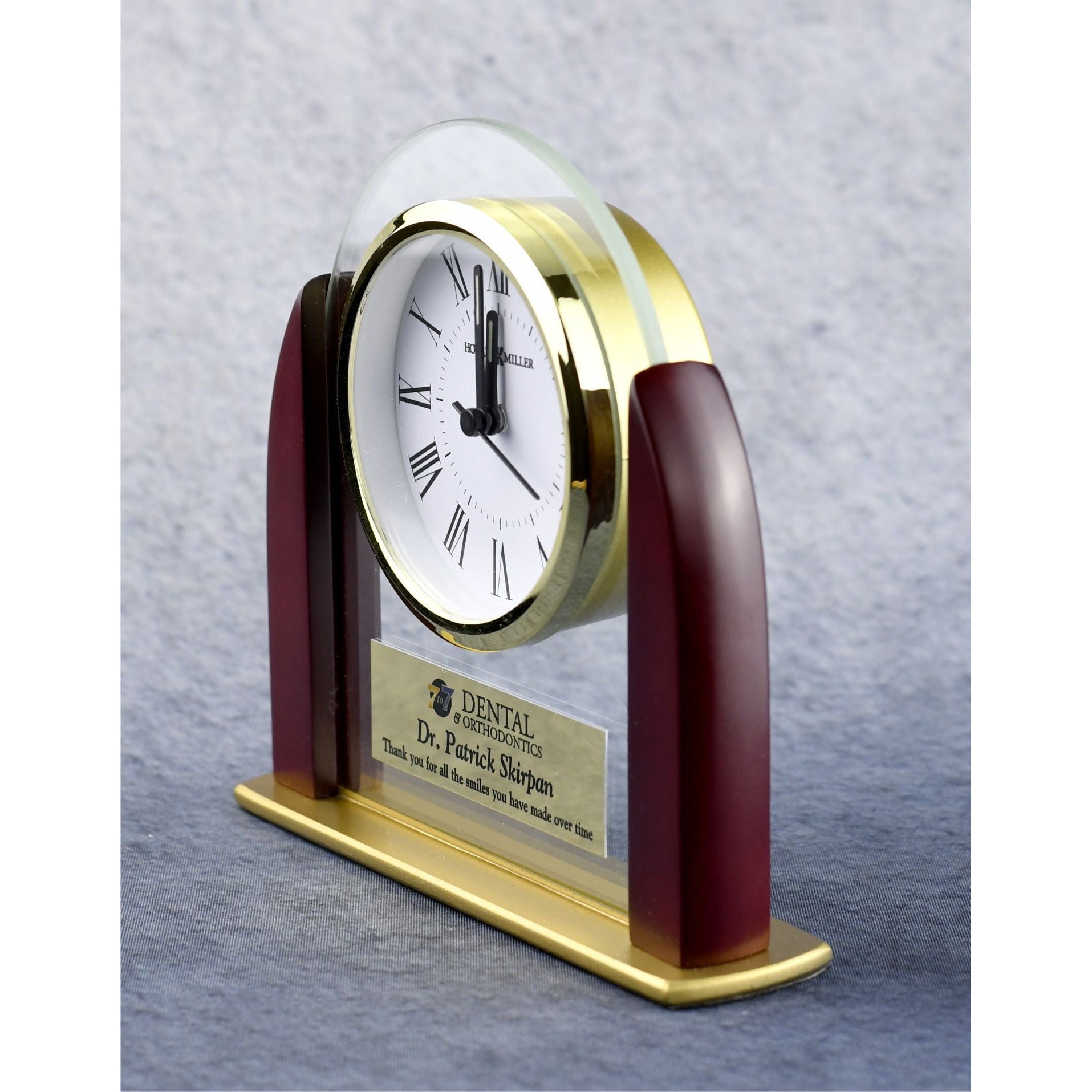Glass Arch Clock Framed In Rosewood