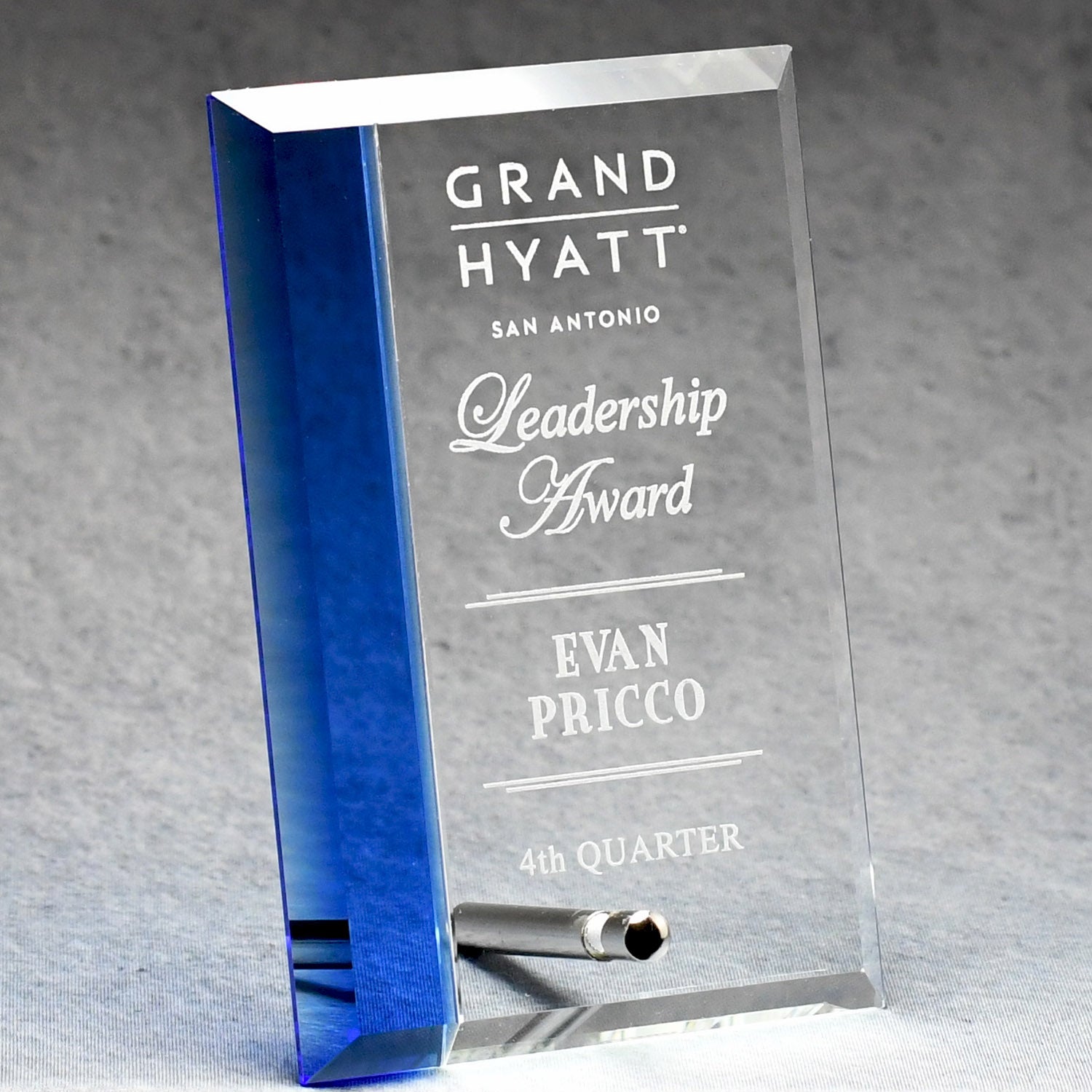 Economy Glass Plaque With Blue Accent